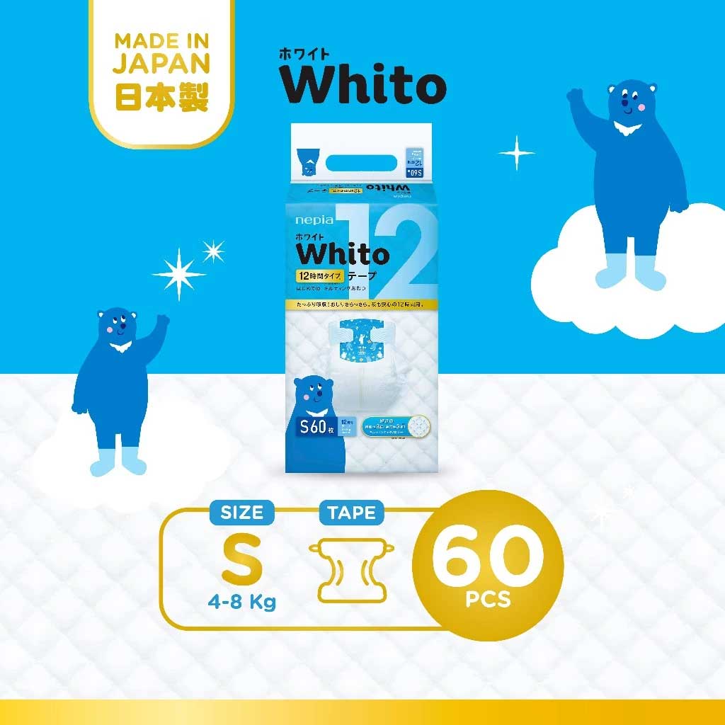 (3 Pack) Nepia Whito Diapers Tape S60 - Popok Perekat Bayi - Nepia ...